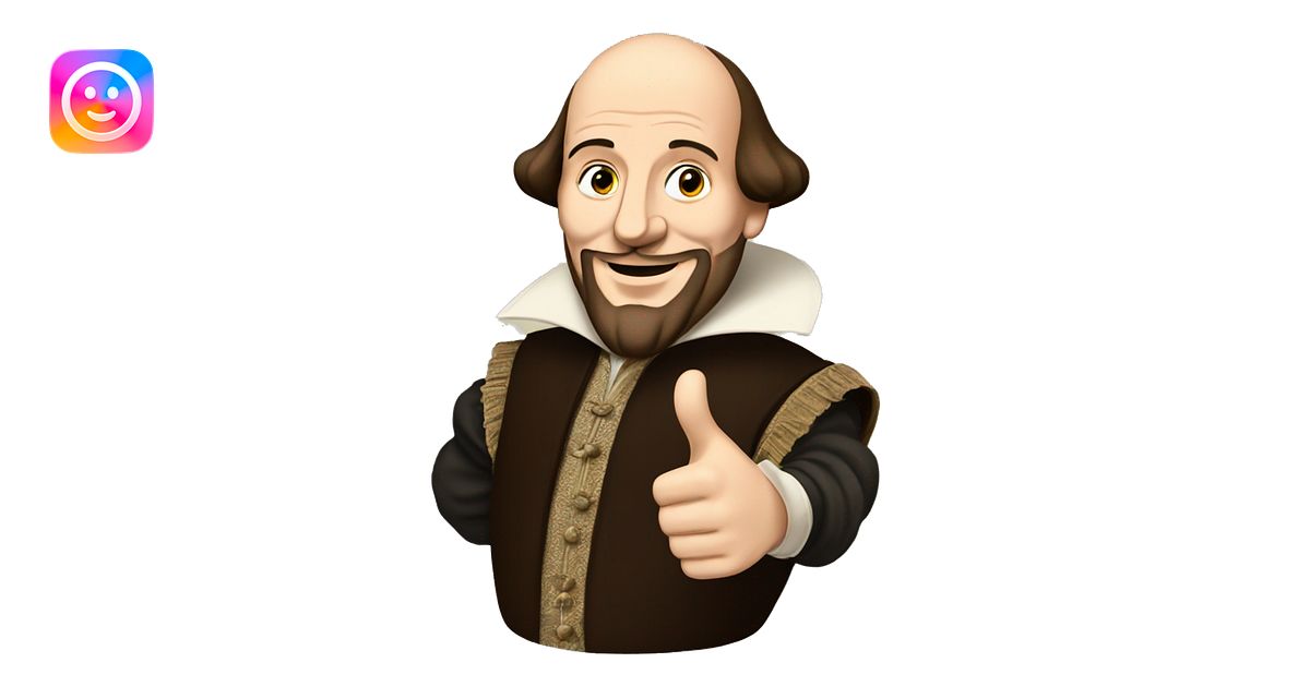 William Shakespeare with one thumbs up emoji | AI Emoji Generator