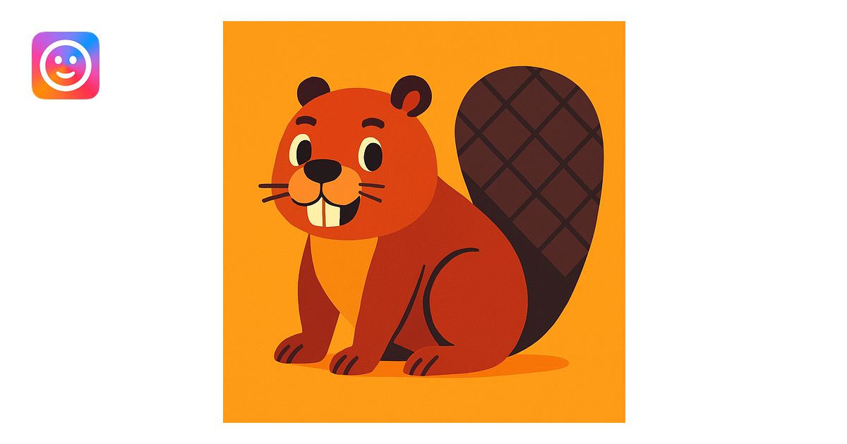 cartoon beaver with a big tail illustration | AI Emoji Generator