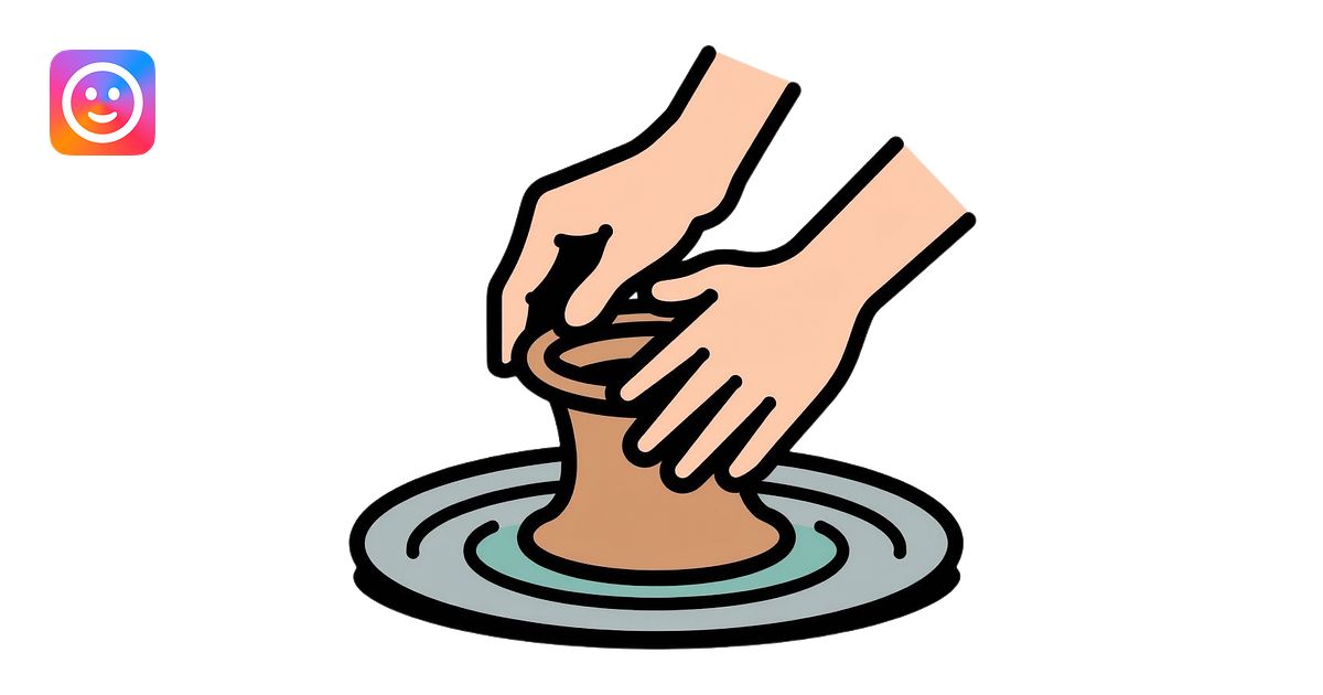 Two hands working on clay pottery, pinching and lifting clay on a ...