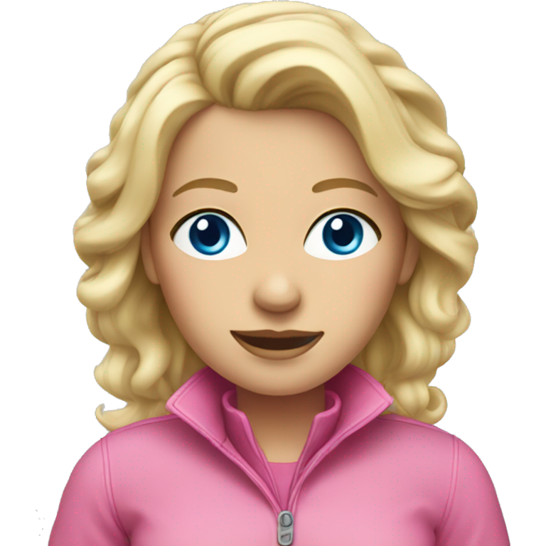 Blonde woman, blue eyes, wearing pink boots emoji | AI Emoji Generator