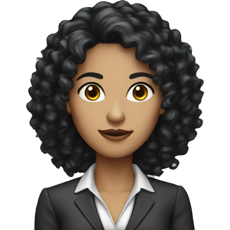 executive Long black Curly hair woman black eyes emoji | AI Emoji Generator