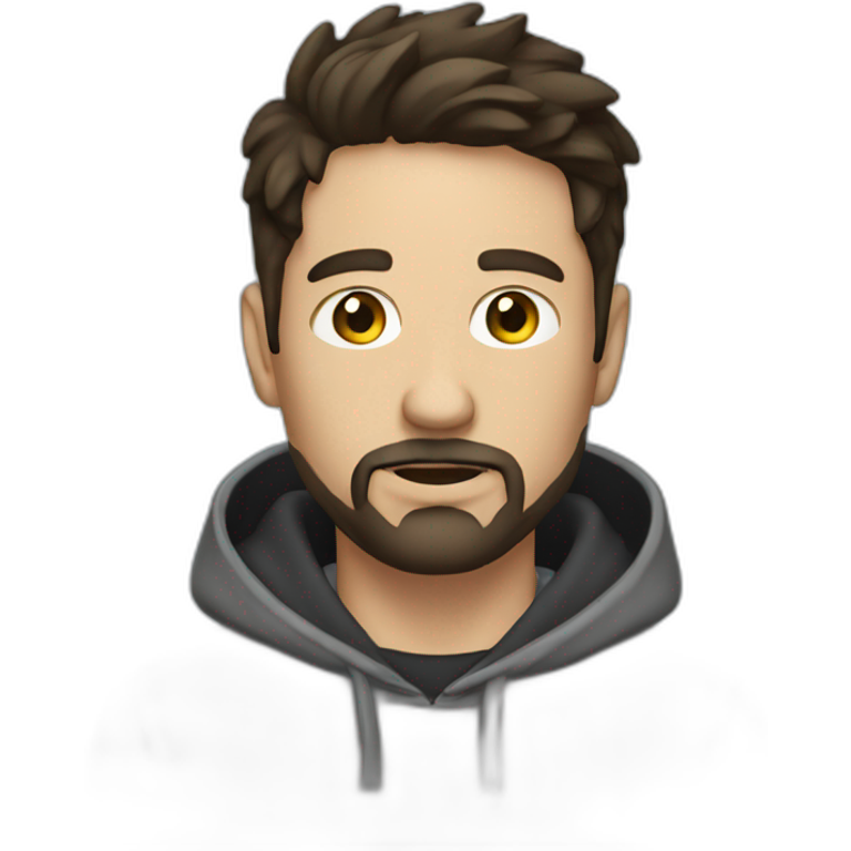 White man with dark hair and a goatee beard wearing hoodies emoji | AI ...