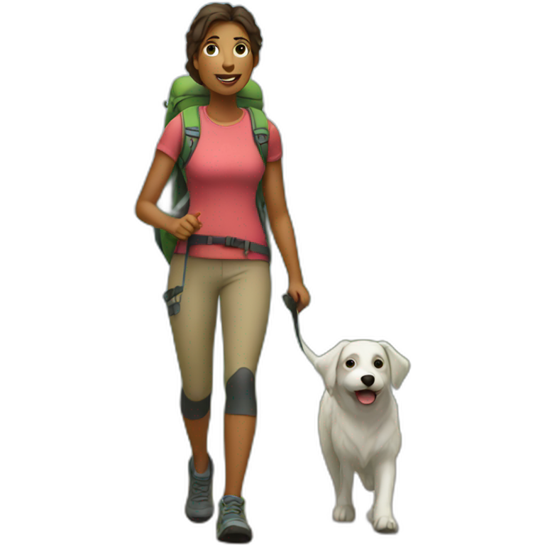 woman hiking with dog emoji | AI Emoji Generator