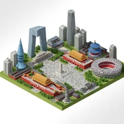 Isometric miniature of Beijing Forbidden City, Tiananmen Square, CCTV ...