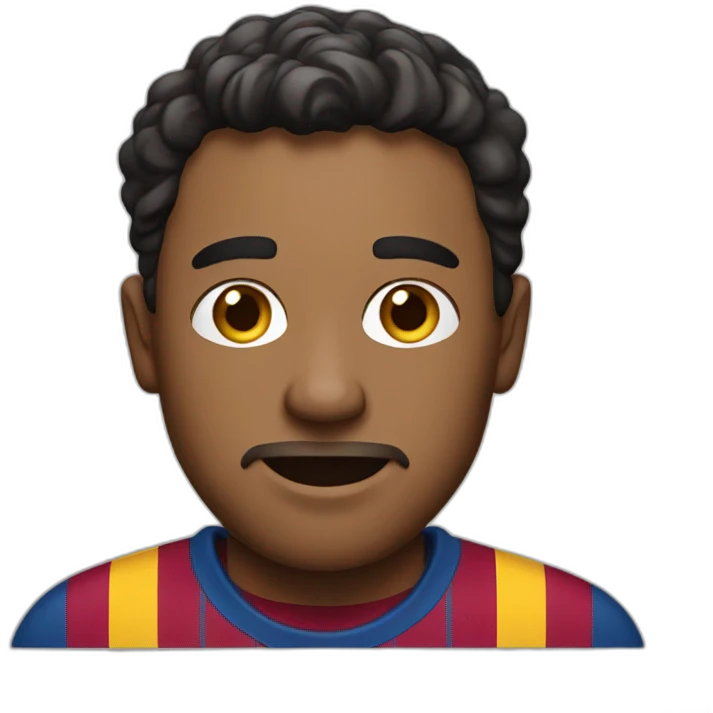 A man wearing a Barcelona shirt emoji | AI Emoji Generator