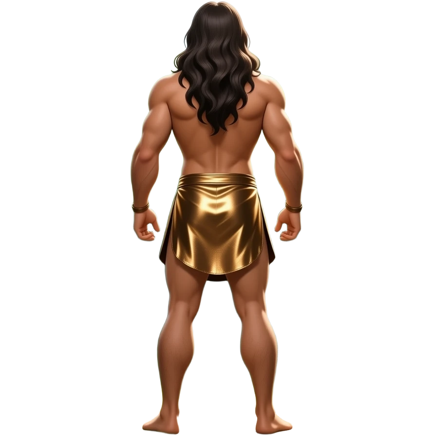 Tarzan from behind with long hair, bronze metallic loincloth emoji | AI ...
