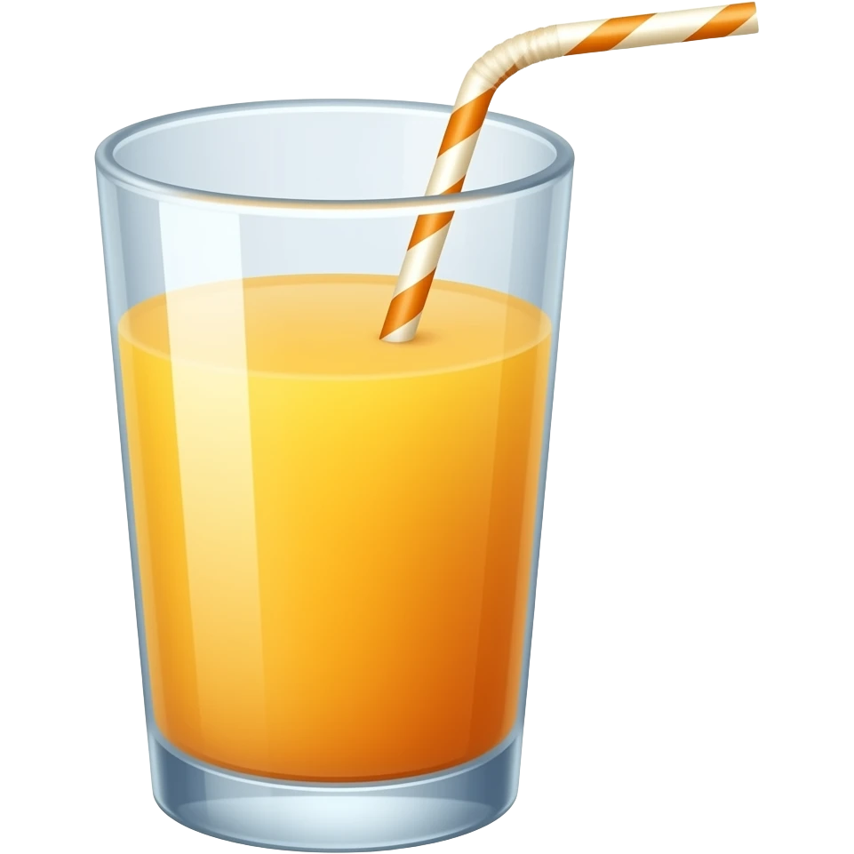 Jugo naranja en vaso con cañita emoji | AI Emoji Generator