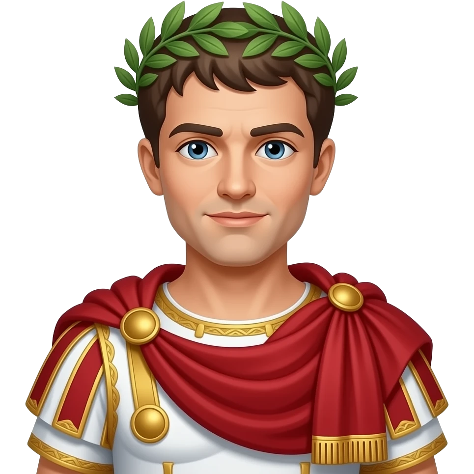julius caesar with red white and gold tunic emoji | AI Emoji Generator
