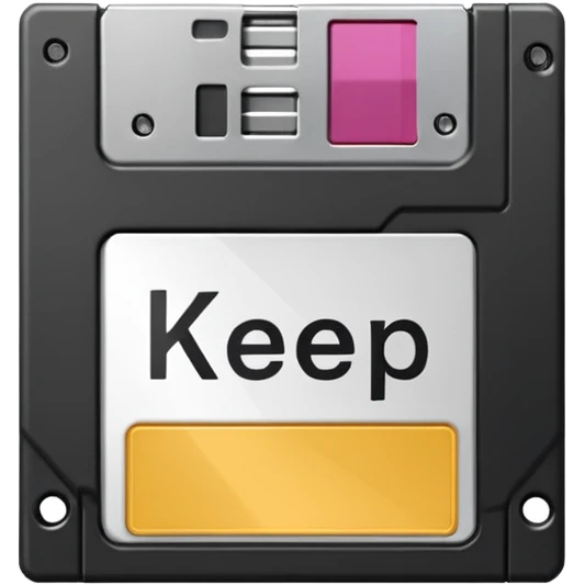 floppy disk with the word "keep" written on it emoji | AI Emoji Generator