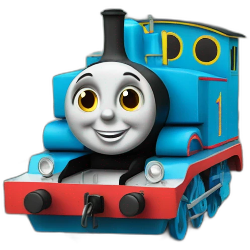 Thomas the train rolling on children on tracks emoji | AI Emoji Generator