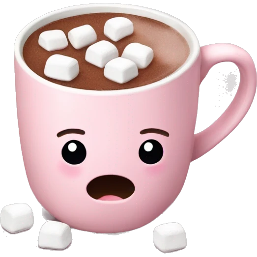 Light Pink mug of hot chocolate with marshmallows emoji | AI Emoji ...