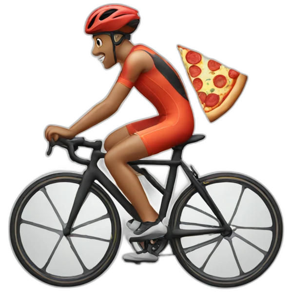 Cyclist eating pizza emoji | AI Emoji Generator