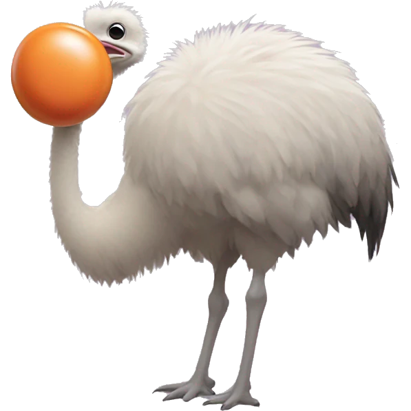 A cute ostrich eating a giant pill emoji | AI Emoji Generator