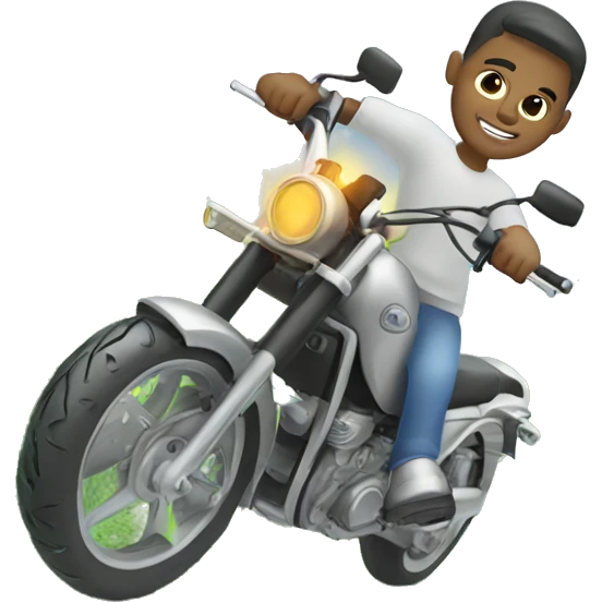 boy on motorcycle in grass emoji | AI Emoji Generator