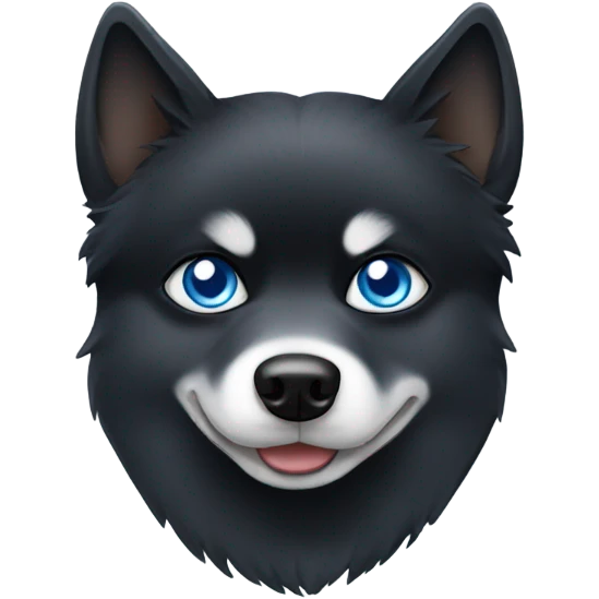 Black pomsky with white eyebrows and muzzle with blue eyes emoji | AI ...