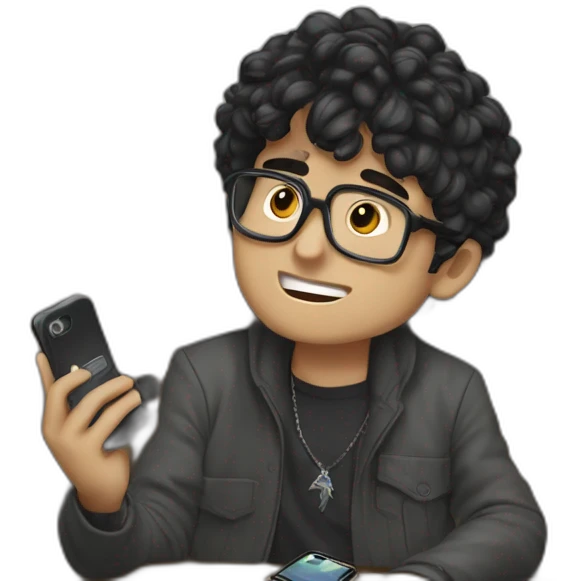jewelry-clad boy with smartphone emoji | AI Emoji Generator