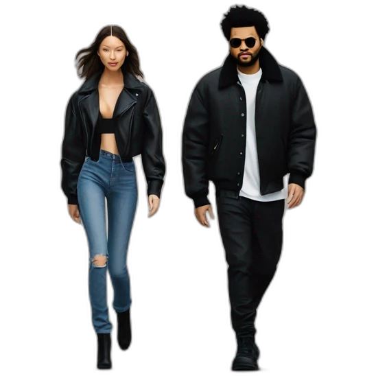 the weeknd walking with bella hadid emoji | AI Emoji Generator