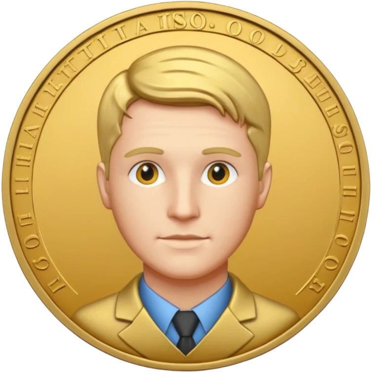 avers gold coin in front side with data scientist close-up and detailed ...