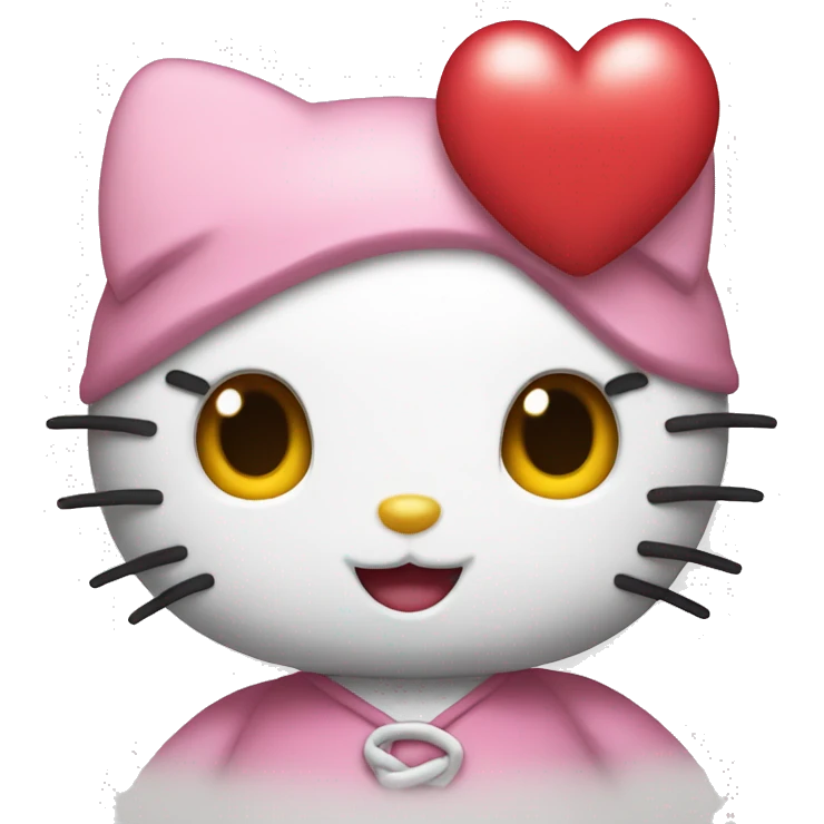 hello kitty with heart emoji | AI Emoji Generator