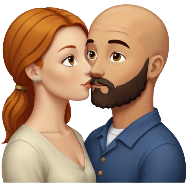 Couple. Bald man with dark brown-black beard. White woman with many ...