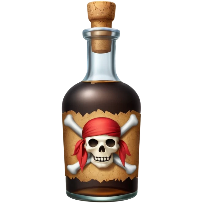 pirate rum bottle object icon, glass bottle, cork top, dark liquid ...