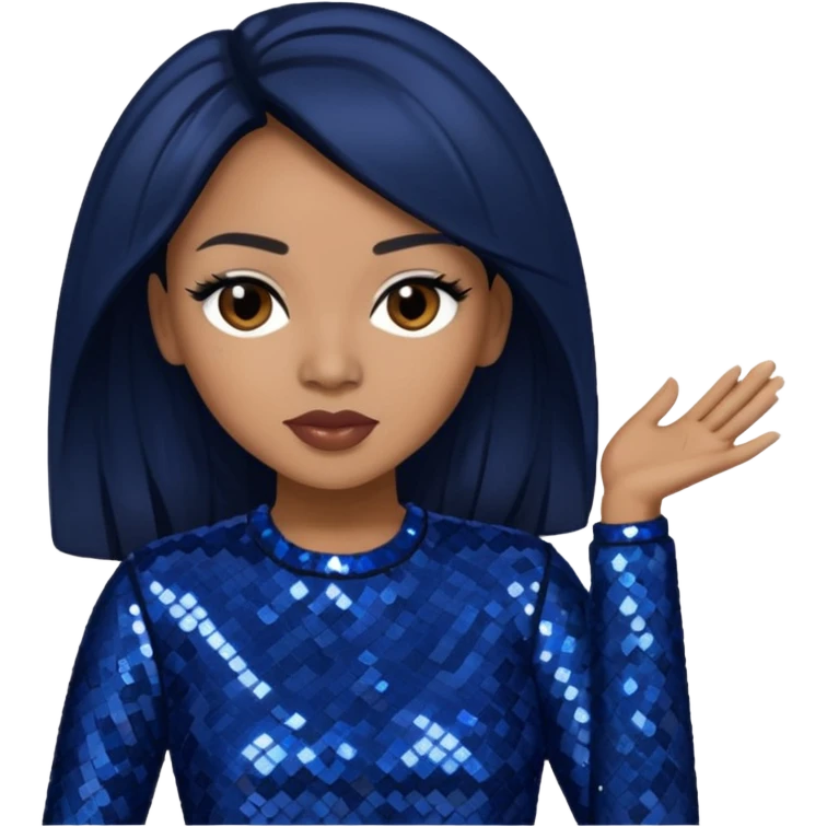 Monica, R&B Singer with dark brown hair, dark blue sequin outfit emoji ...