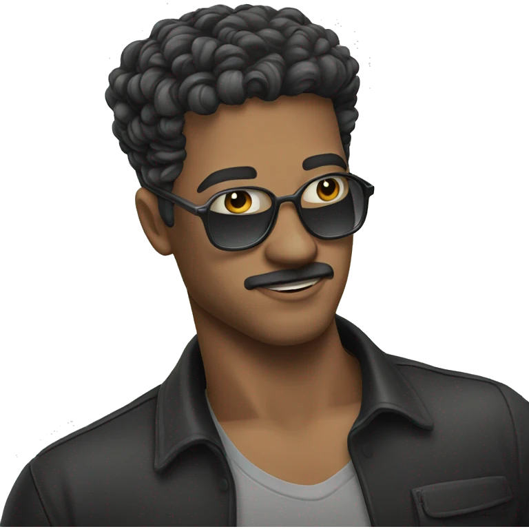 cool dude in black shirt emoji | AI Emoji Generator