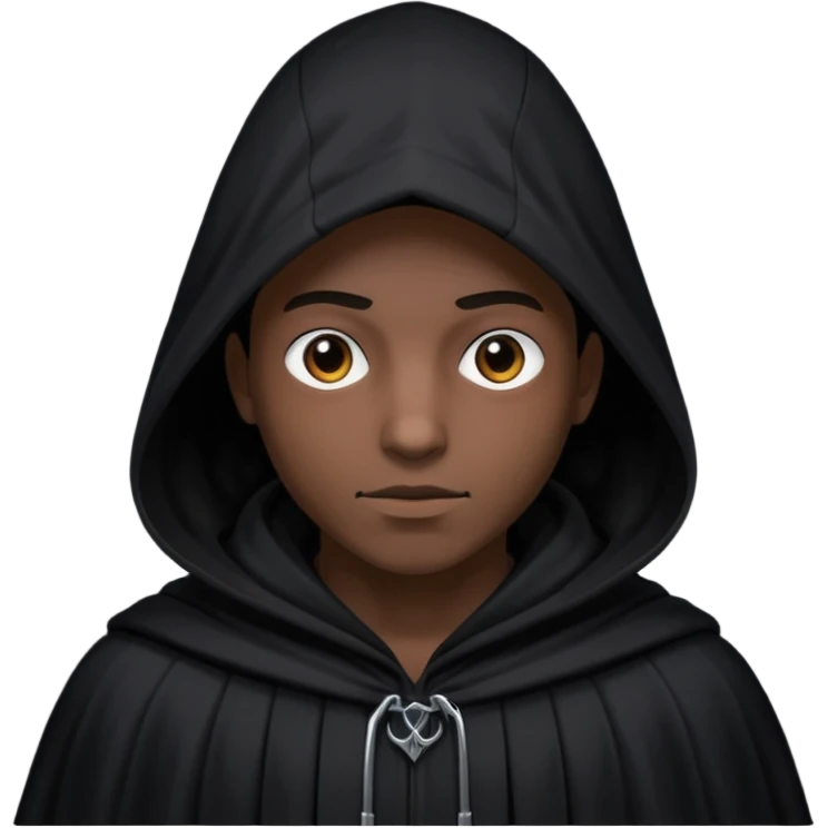 A dark shadowy figure wearing a hooded cloak emoji | AI Emoji Generator