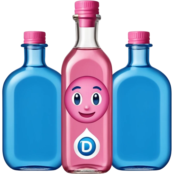 Smiling bottle of oil blue top pink outside with logo that says diddy ...