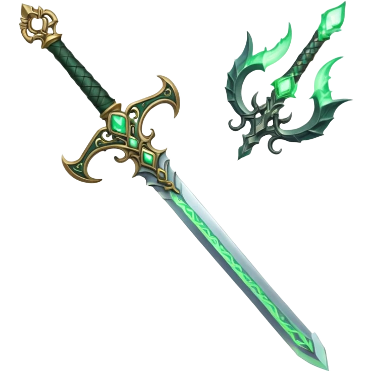 magical greatsword with a Eldritch green fire powers in it emoji | AI ...