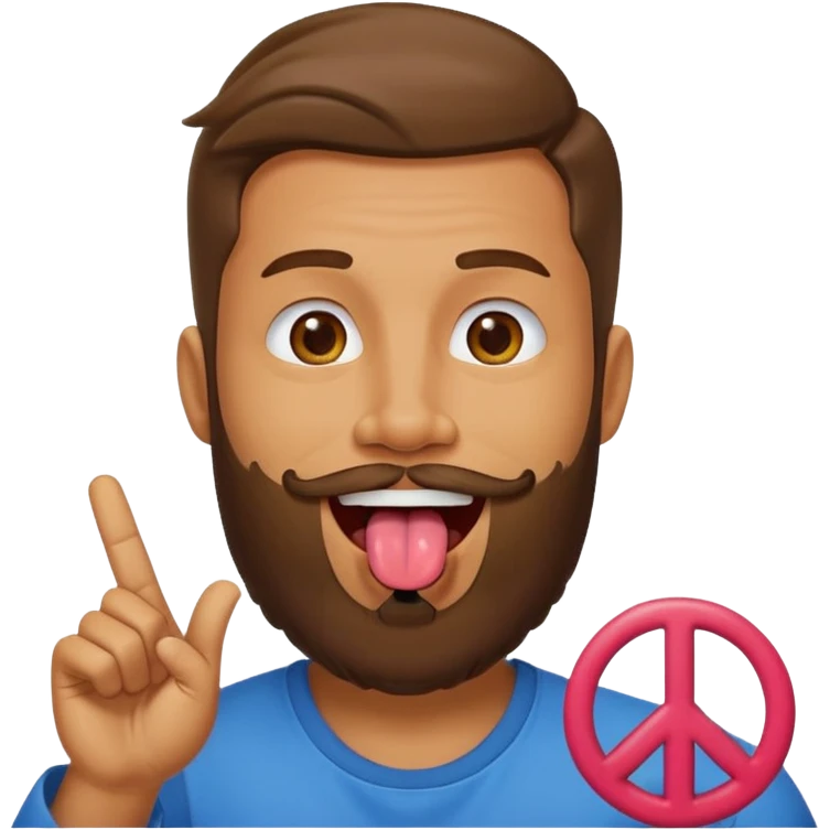 Man with beard sticking tongue out with peace sign under tongue emoji ...