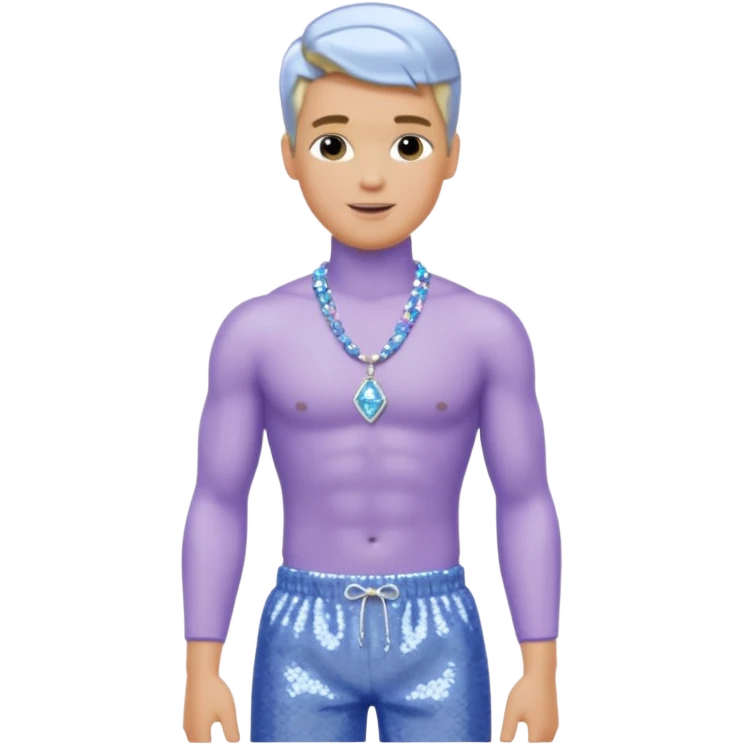 Ken from Barbie with blonde hair, perwinkle sequin baggy pants ...