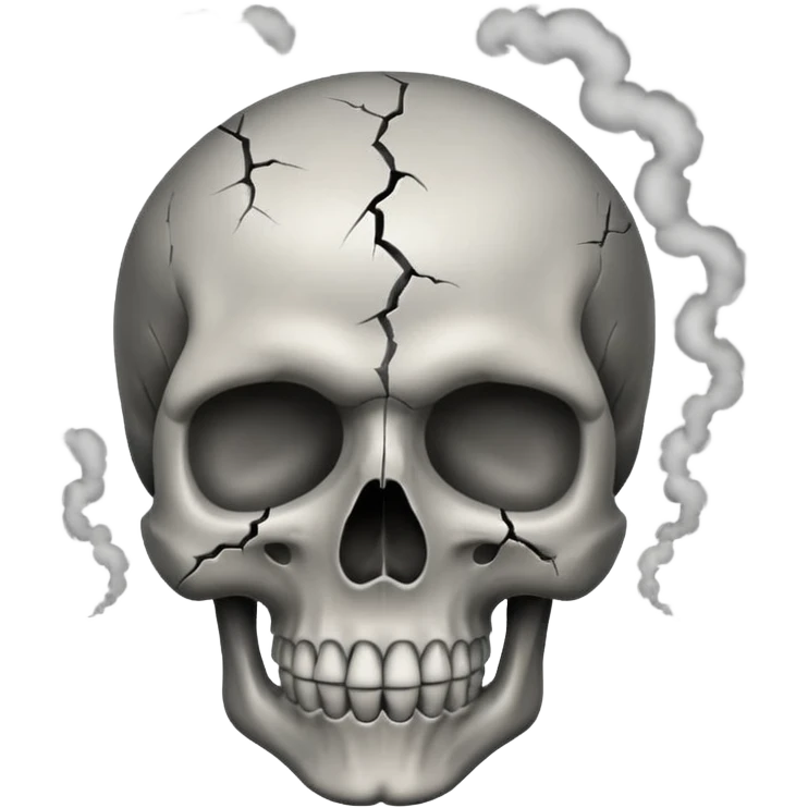 Make a skull emoji whose head is blasted off and smoke is coming from ...