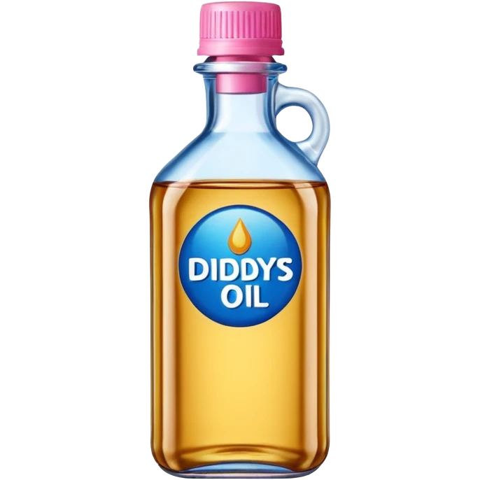 bottle of oil blue top pink outside with logo that says Diddys Oil ...