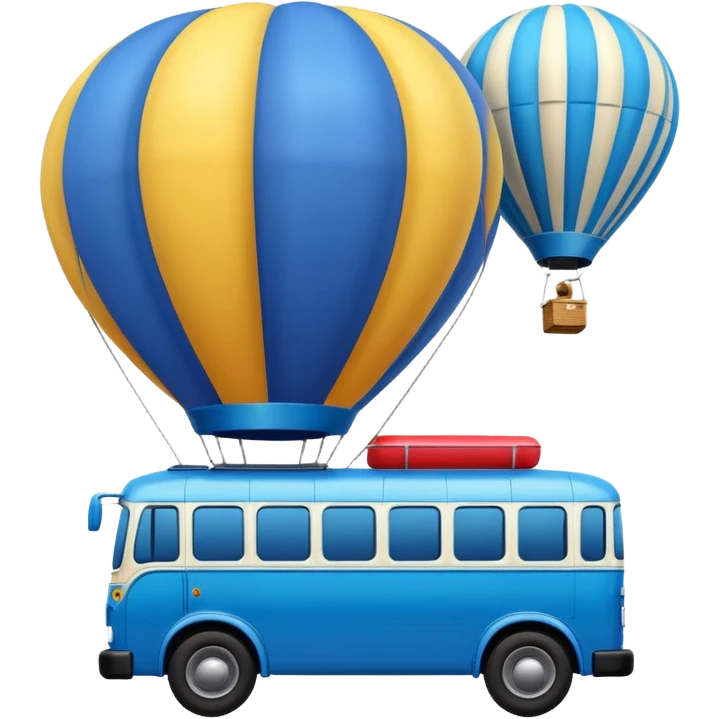 make me a high definition emoji of a Blue bus suspended by a single hot ...