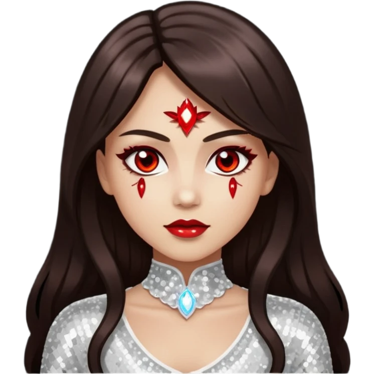 Bloody Mary with light skin, long dark brown hair, red eye, white ...