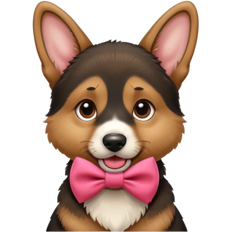 German shepherd puppy with a bow in the neck, like a gift. With the ...