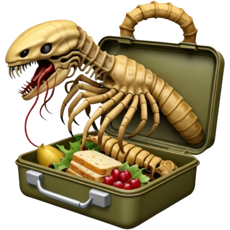 The Predator, as in the 1987 movie, eating an Alien facehugger from a ...