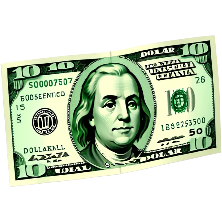 3D realistic US 100 dollar bill sticker, slight perspective, centered ...
