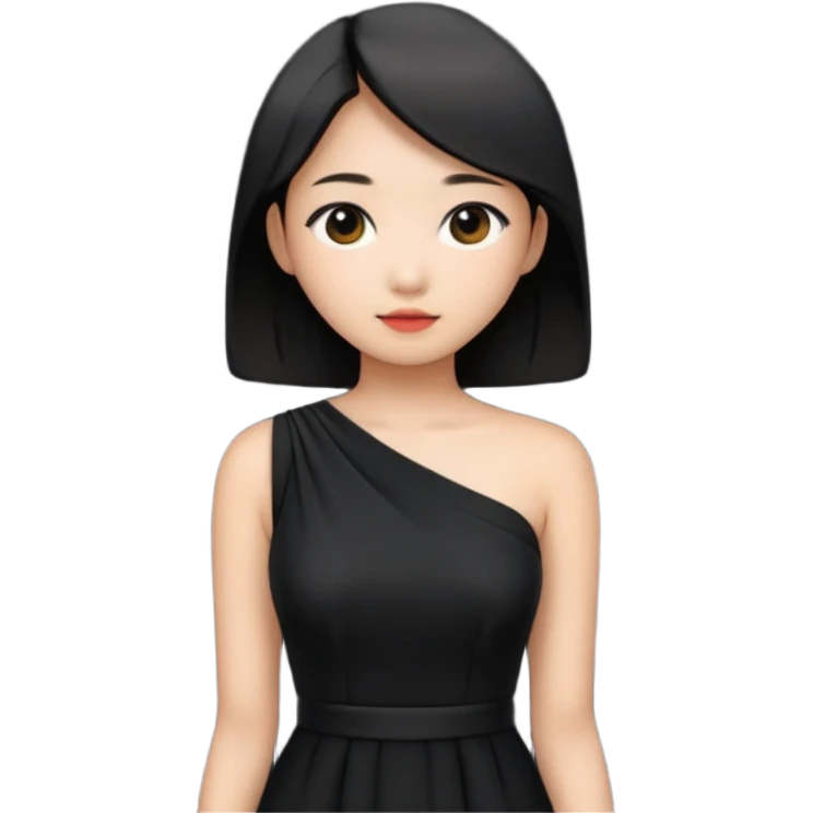 asian young woman in shoulder closed black dress emoji | AI Emoji Generator