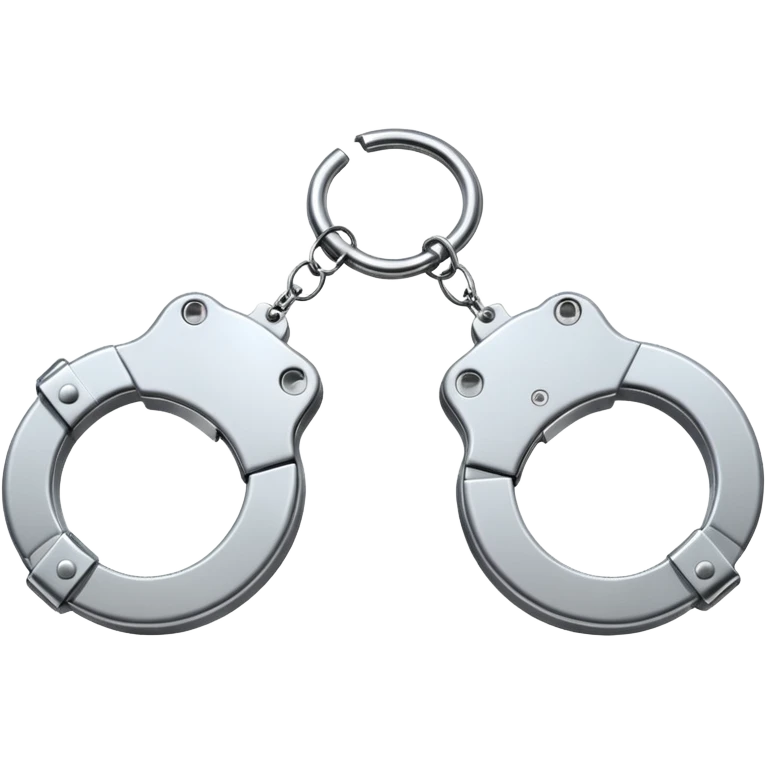 A pair of elegant handcuffs emoji made of silver chrome, smooth rounded ...