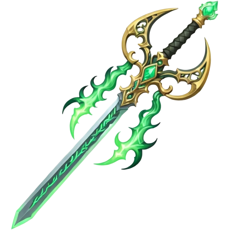 magical greatsword with a Eldritch green fire powers in it emoji | AI ...