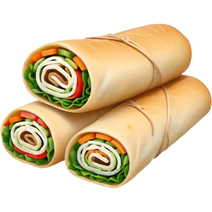 One Thai uncooked spring roll, Apple emoji style, no background, in 1x1 ...