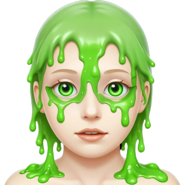 Teaching green slime creepy face and glowing white eyes emoji | AI ...