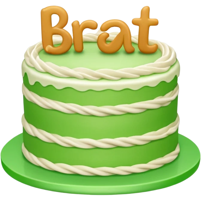 Bright green cake with the word brat emoji | AI Emoji Generator