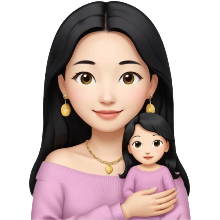 South Korean girl in her mid-thirties with long black hair and a middle ...