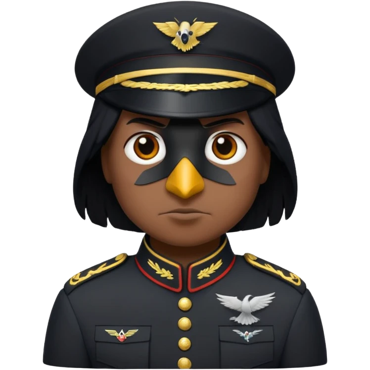 eine kleiner schwarzer rabe im military stil, normale emoji gesten emoji | AI Emoji Generator