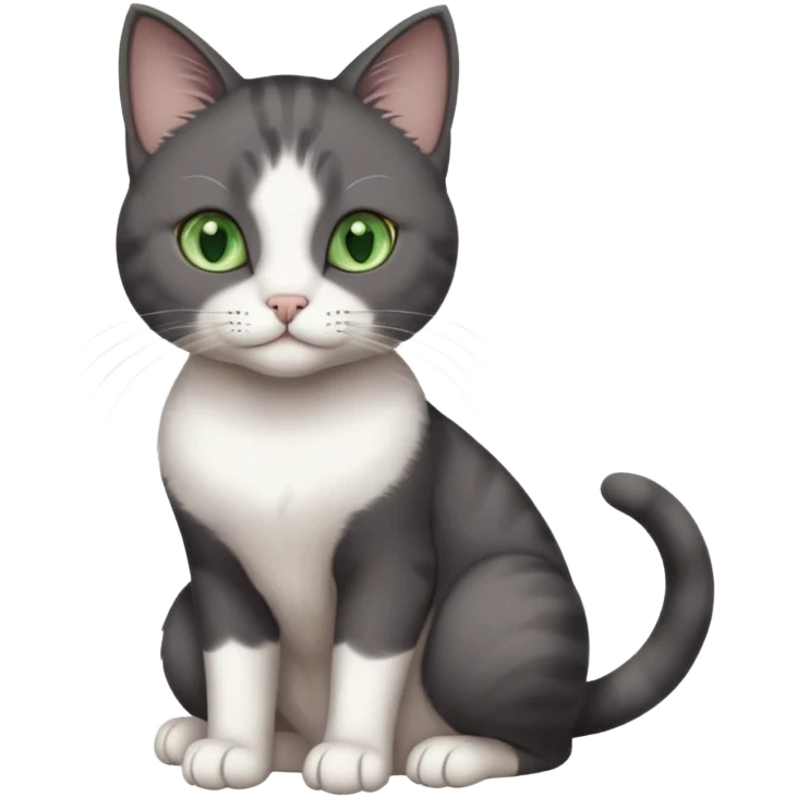 beautiful female solid dark grey cat with green eyes, white toes/paws ...