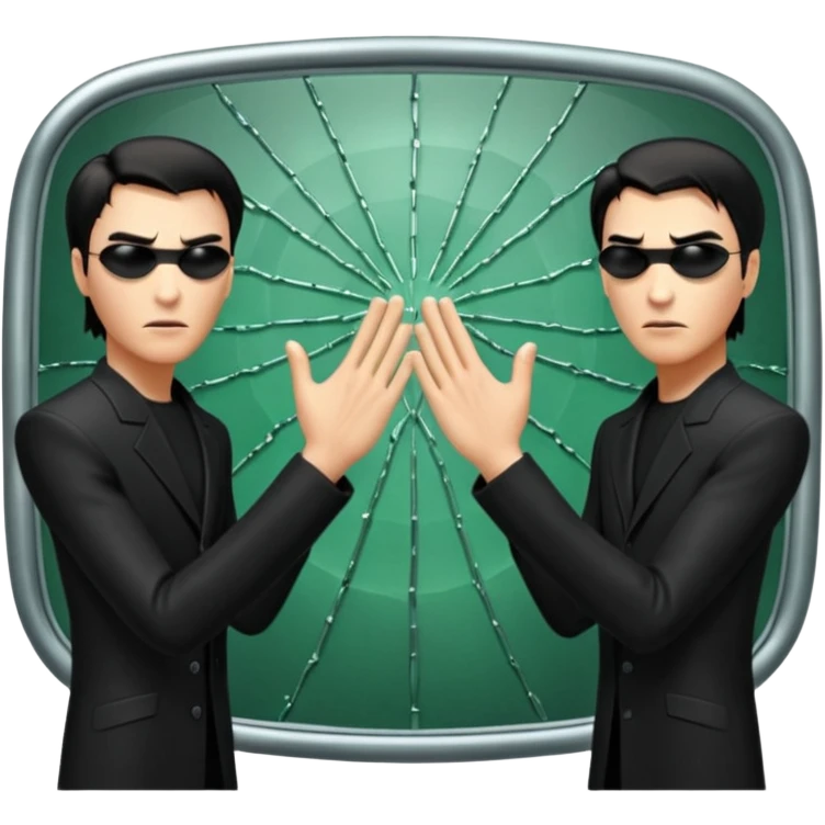 Matrix scene when neo touched the mirror emoji | AI Emoji Generator