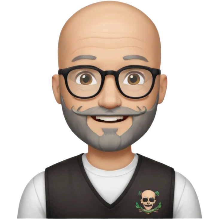 Bald man with salt and pepper beard and glasses and tattoos emoji | AI ...